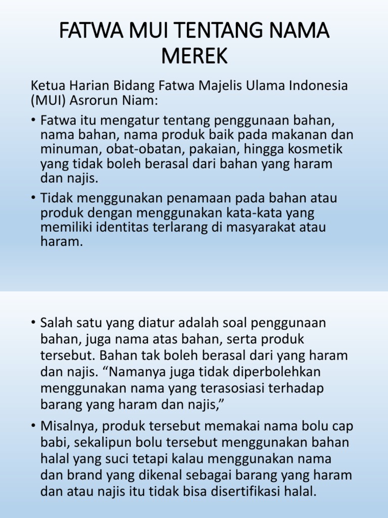 Fatwa Mui Tentang Nama Merek | PDF | Pengembangan Diri