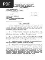 Reply Affidavit Sample | PDF | Criminal Justice | Crime & Violence