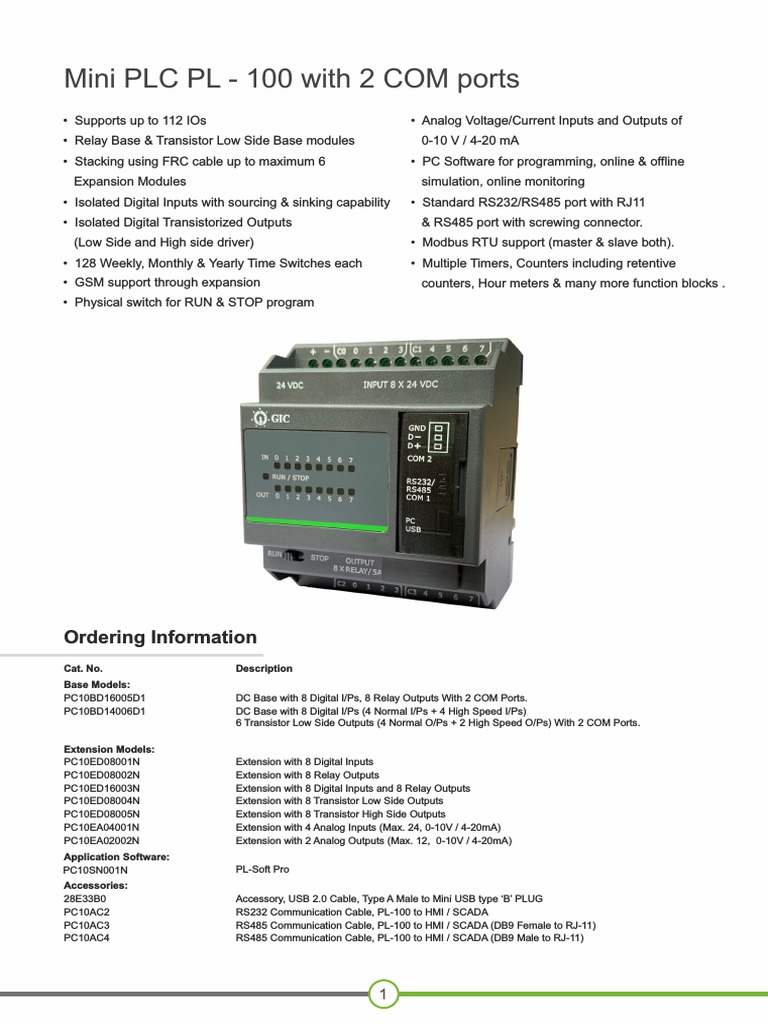 Mini PLC PL-100 With 2 COM Ports | PDF | Computer Hardware ...