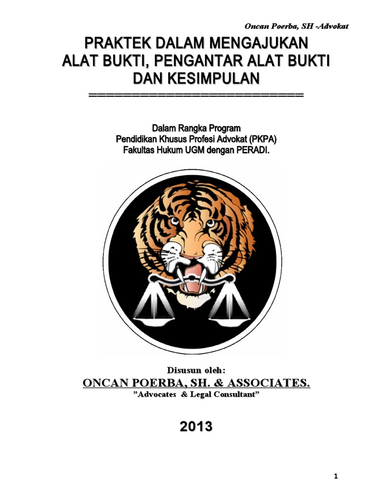 Materi Alat Bukti, Surat Pengantar Alat Bukti Dan Kesimpulan - 2013 | PDF