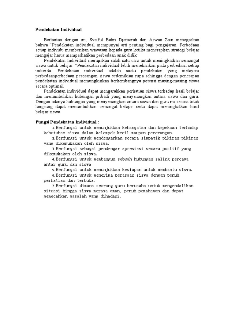 Fungsi Pendekatan Individual | PDF | Karier & Perkembangan