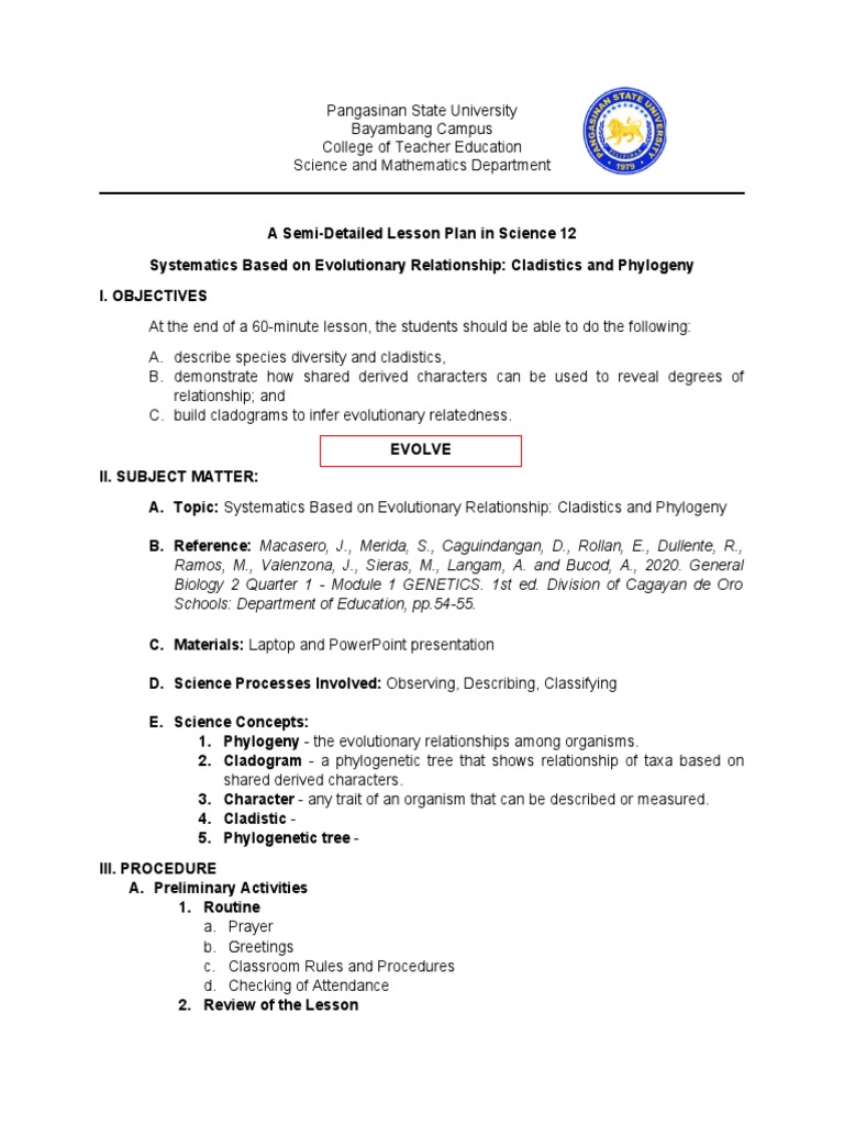 Systematics Based On Evolutionary Relationship Cladistics and Phylogeny ...