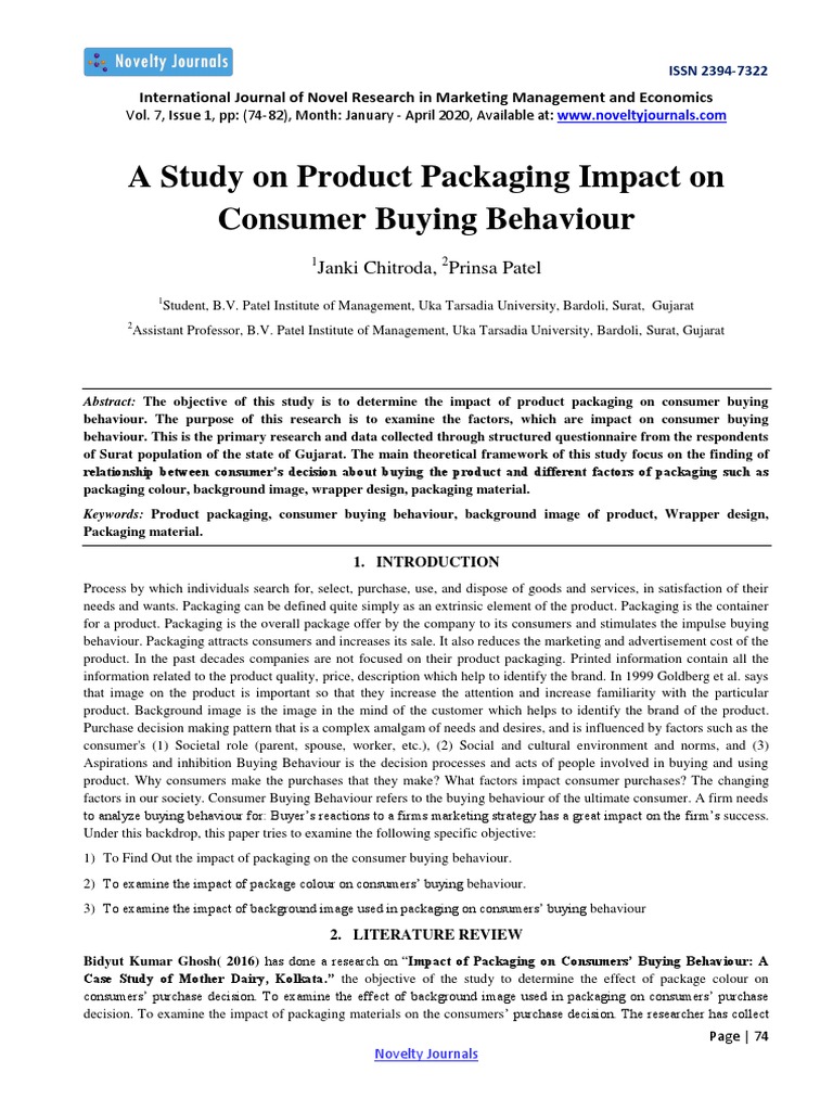 Impact of Packaging on Consumer Behavior | PDF | Behavior | Statistical ...