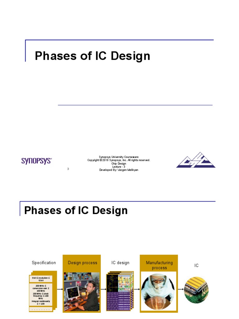 Phases of IC Design: Synopsys University Courseware Chip Design Lecture ...
