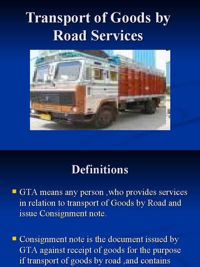 Transport of Goods by Road Services | PDF | Finance & Money Management