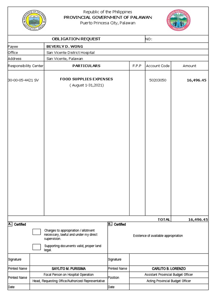 Provincial Government of Palawan: Beverly D. Wong | PDF | Payments ...