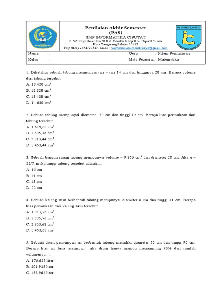 Soal Pas MTK Ix | PDF