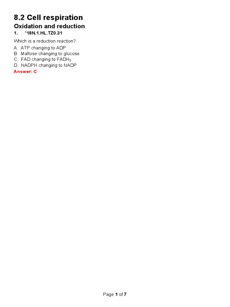 IB Biology P1 8.2 Respiration | PDF | Cellular Respiration | Adenosine ...