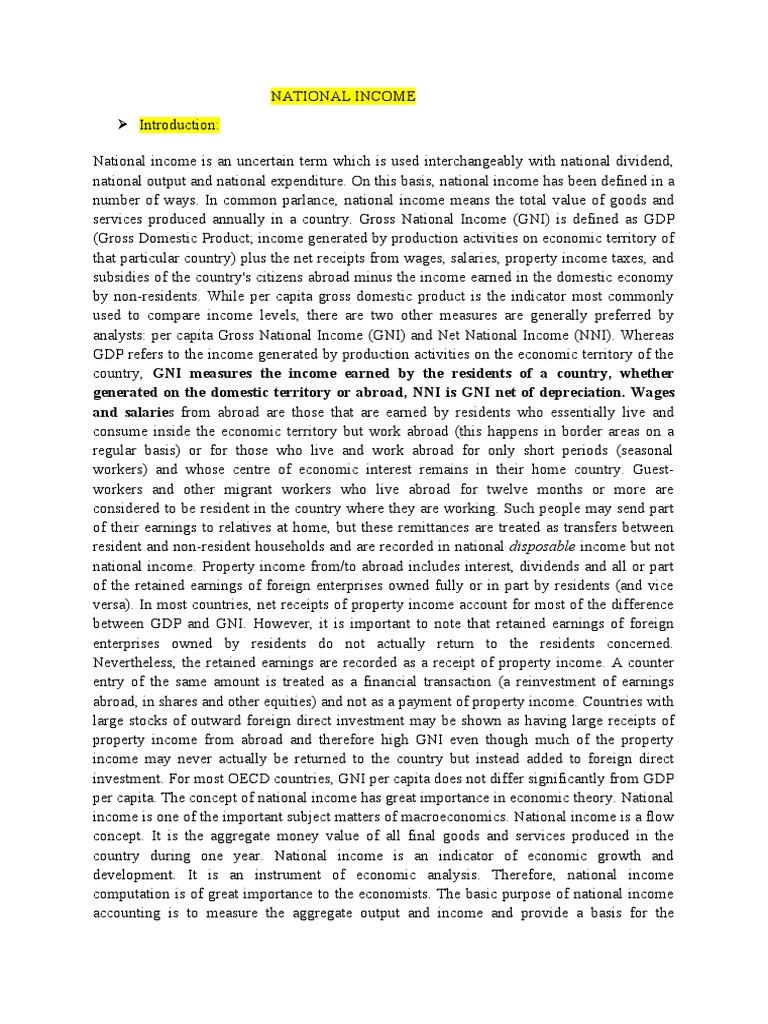 Economics Project-National Income..... | PDF | Gross Domestic Product ...