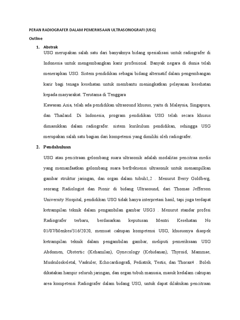 Peran Radiografer Dalam Pemeriksaan Ultrasonografi | PDF