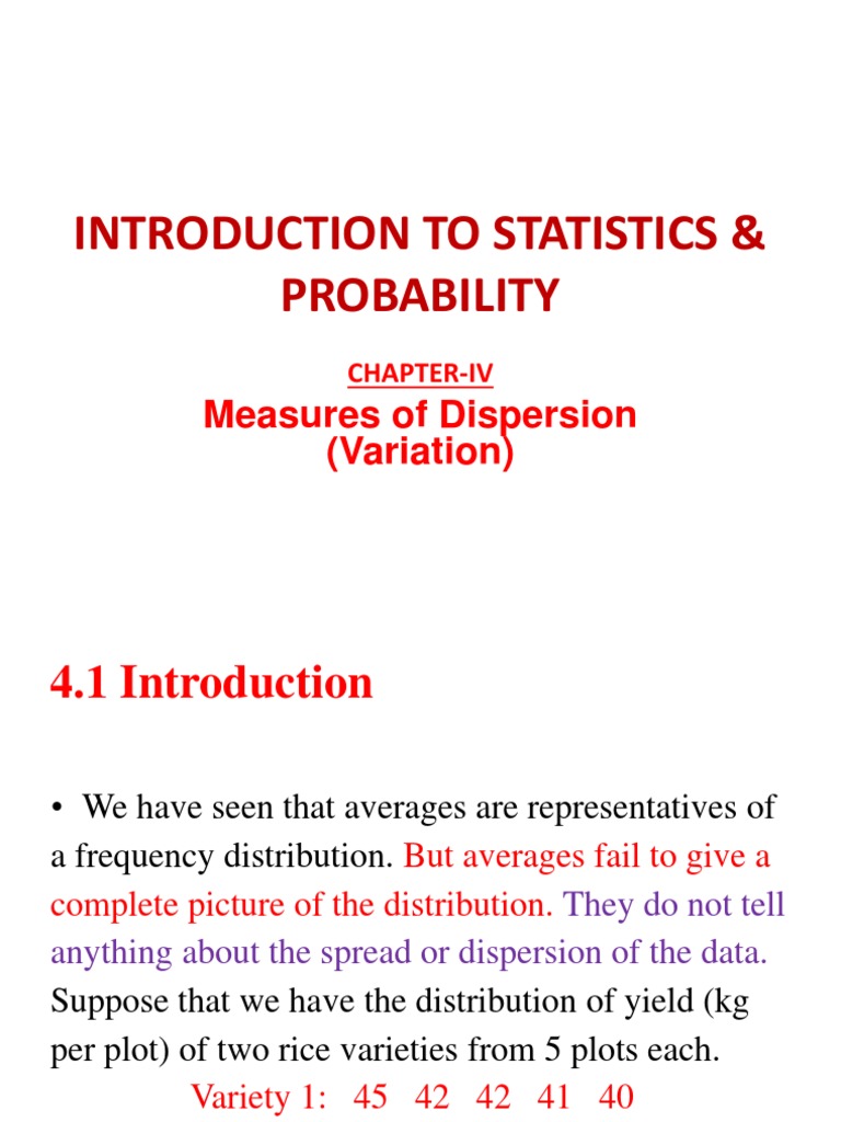 Statistics Chapter-IV | PDF | Standard Deviation | Mean