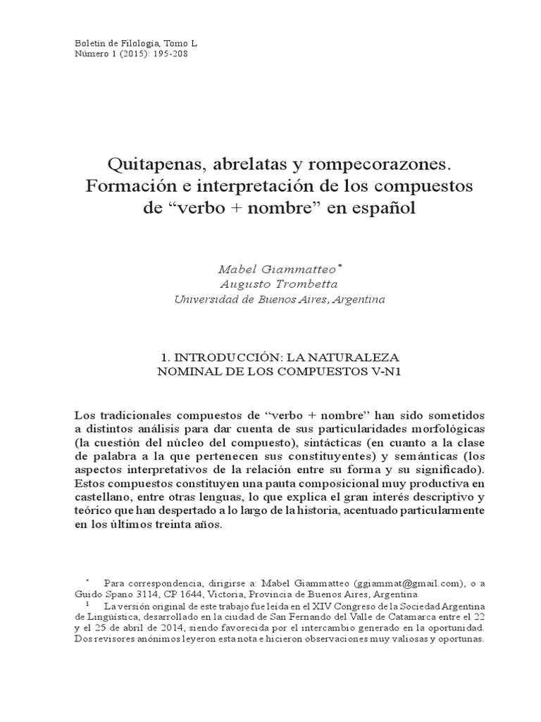 Quitapenas, Abrelatas y Rompecorazones (Giammatteo y Trombetta) | PDF | Verbo | Adjetivo