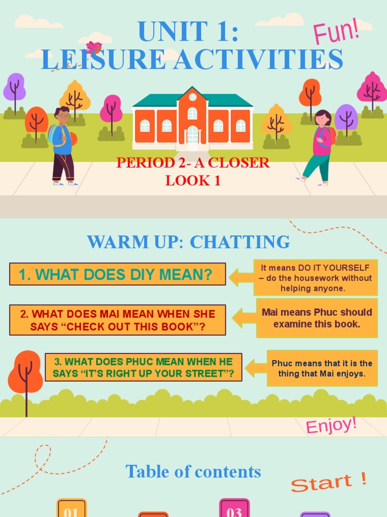 Unit 1 Leisure Activities Lesson 2 A Closer Look 1 | PDF | Linguistics ...