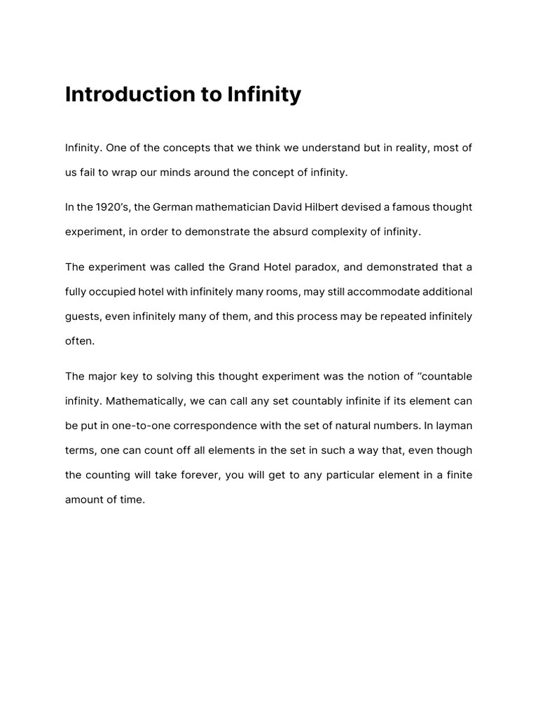 Grand Hotel Paradox | PDF | Infinity | Numbers