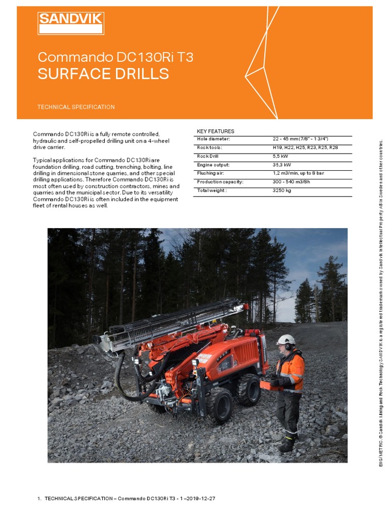 Surface Drills: Commando DC130Ri T3 | PDF | Drill | Drilling