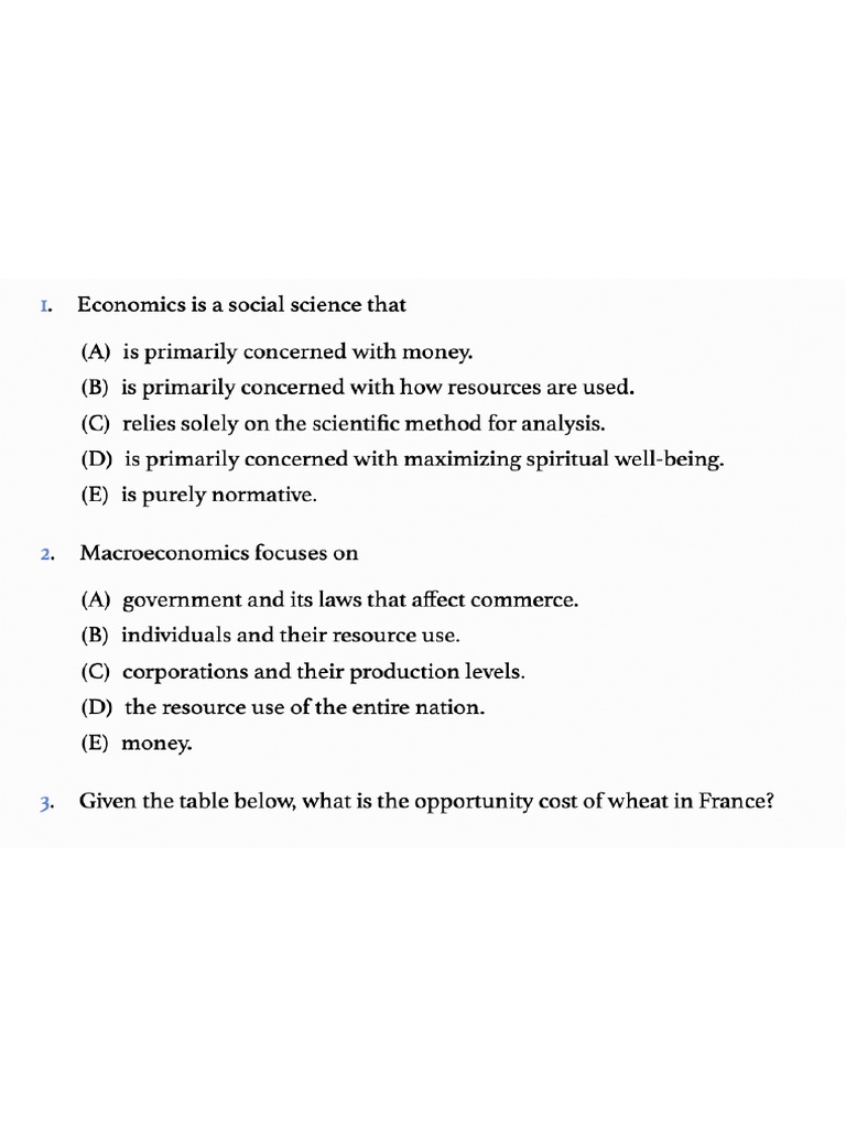 AP Econ Chapter 1 Test Basic Economic Concepts | PDF