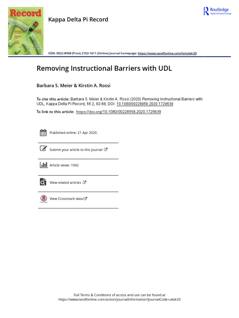 Removing Instructional Barriers With UDL: Kappa Delta Pi Record | PDF ...