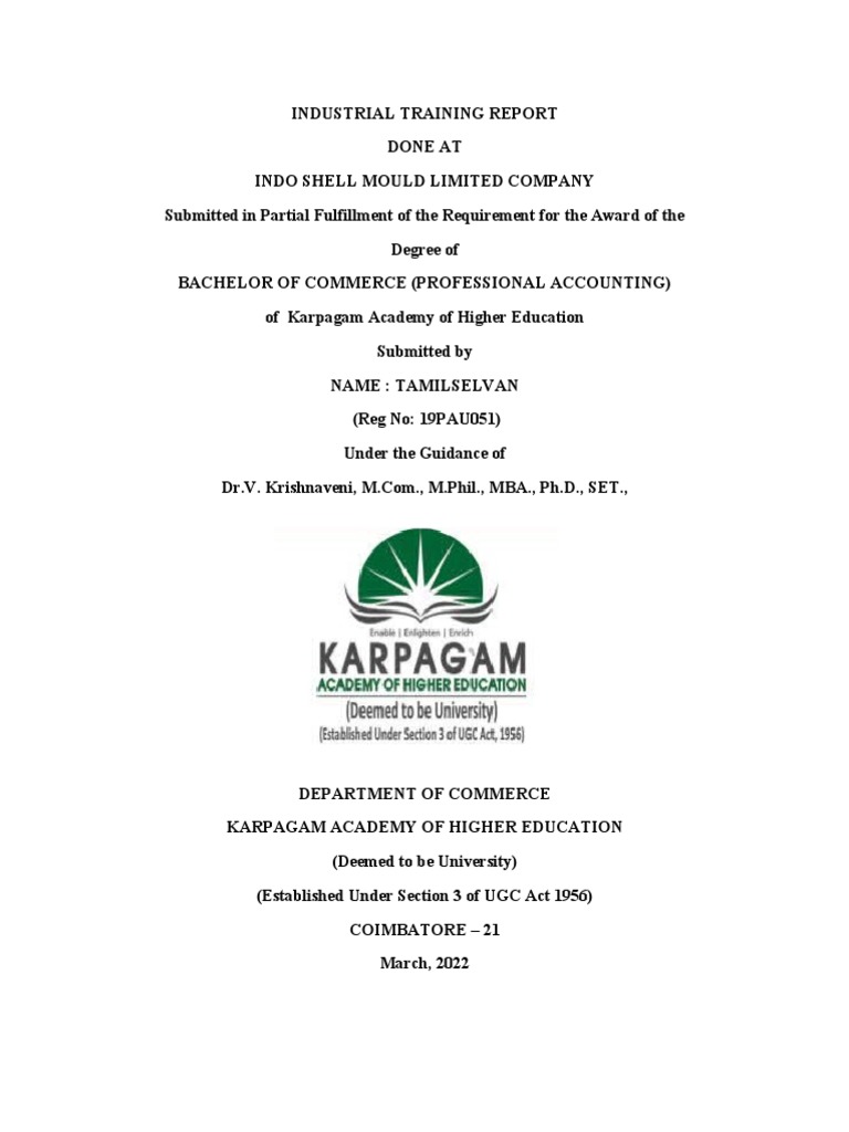 Internship Report - Front Page | PDF | Titles | Educational Assessment ...