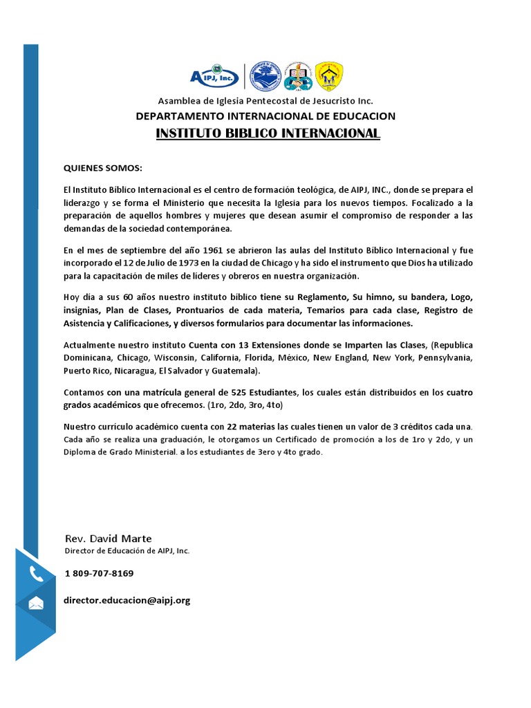 Instituto Biblico Internacional AIPJ | PDF