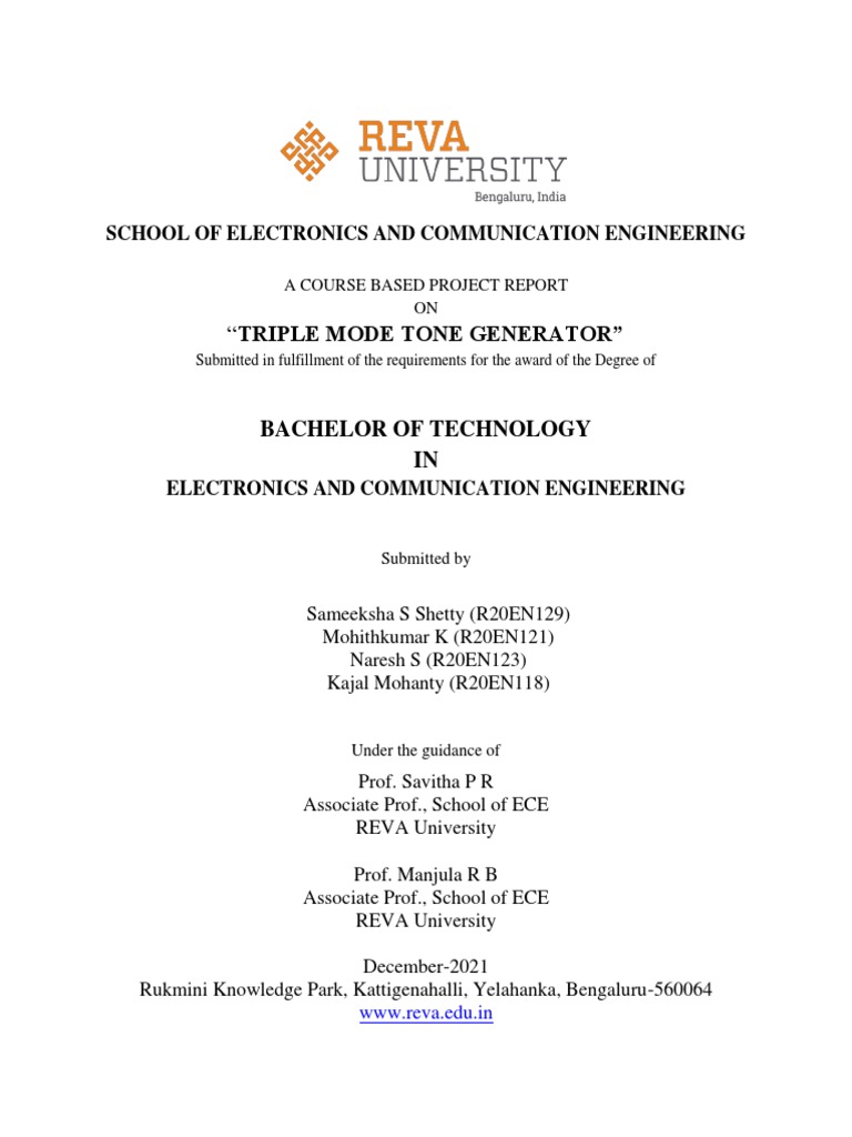 Final Report Triple Mode Tone Generator | PDF | Electronic Circuits ...