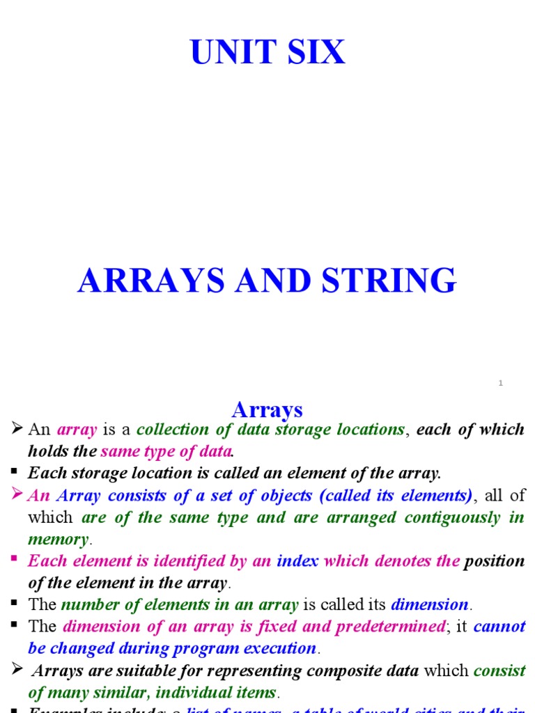 Unit 6 (C++) - Arrays | Download Free PDF | Array Data Structure | Subroutine