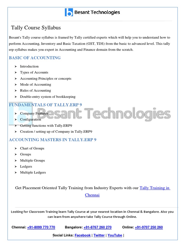 Tally Course Syllabus | PDF