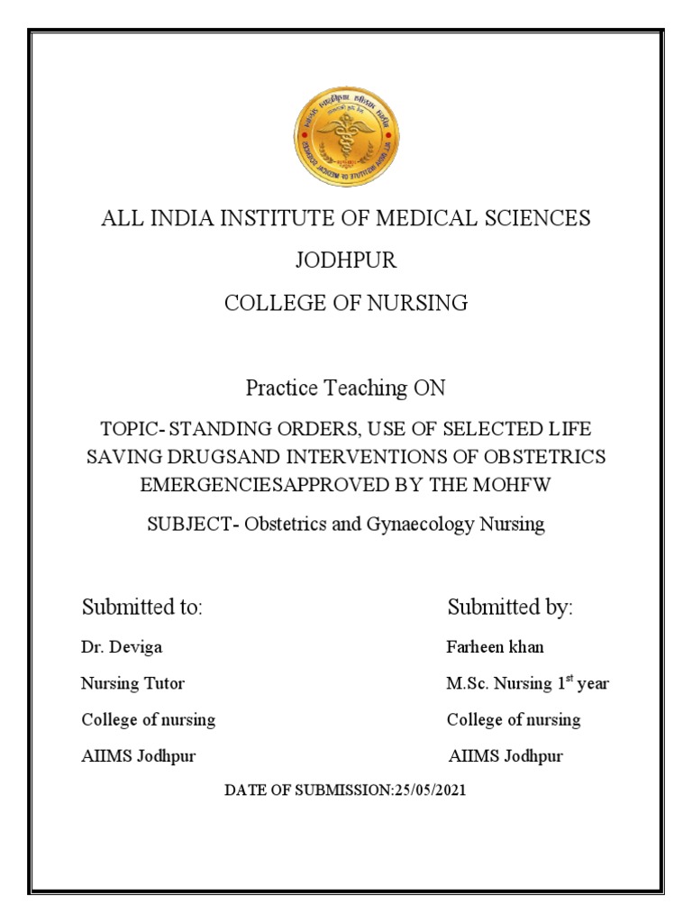 STANDING ORDERS | PDF | Childbirth | Nursing