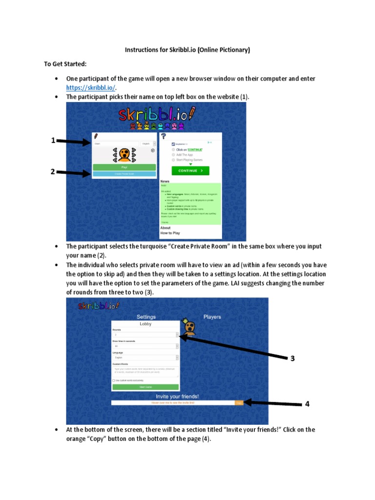 Skribble - Io - Online Pictionary Instructions | PDF | Button ...