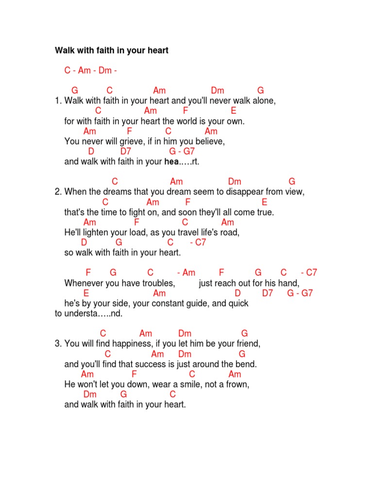 Walk with Faith in Your Heart Chords | PDF