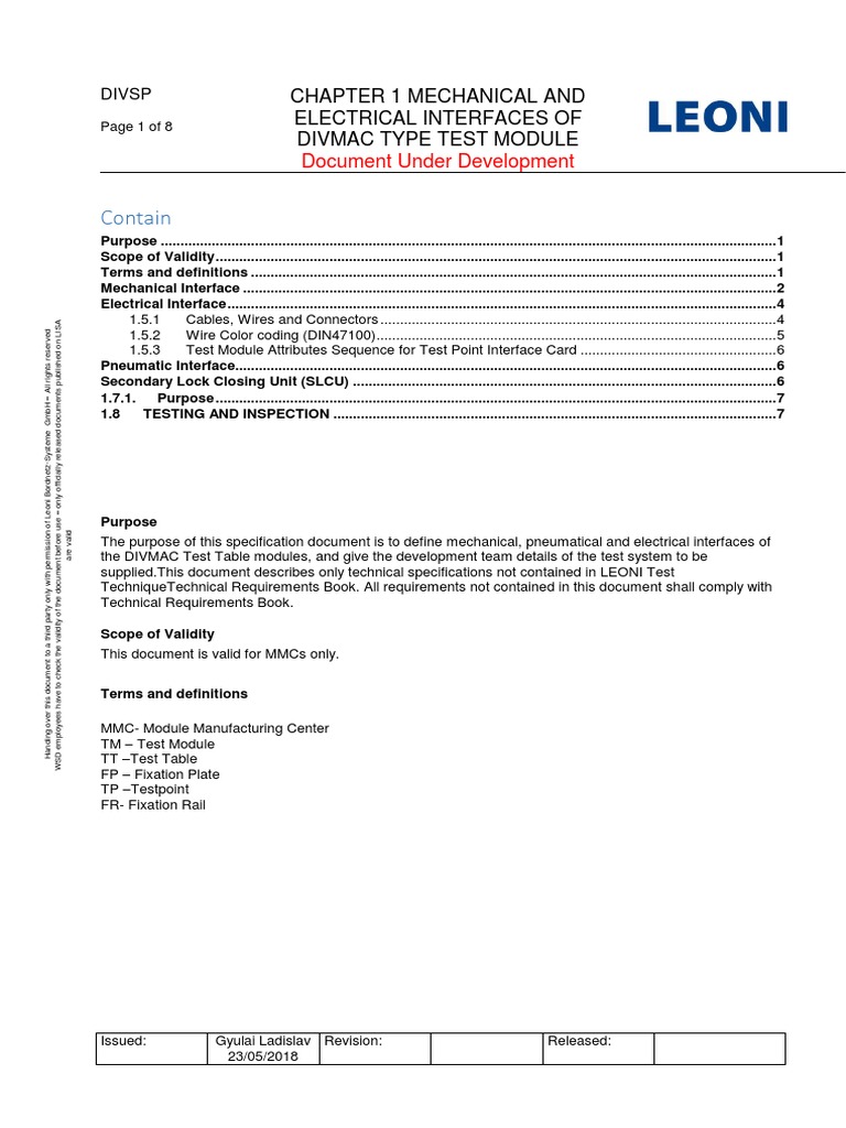 Divmac Interface Spec | PDF | Electrical Connector | Manufactured Goods