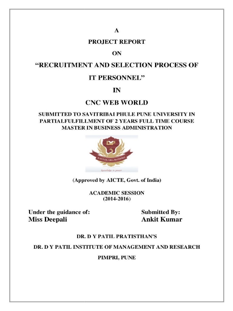 Project On Recruitment and Selection Process | PDF