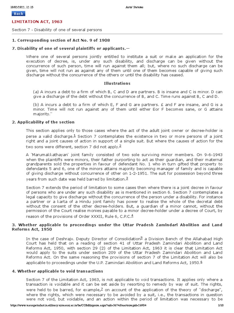 Section 7 of Limitation Act | PDF | Lawsuit | Damages