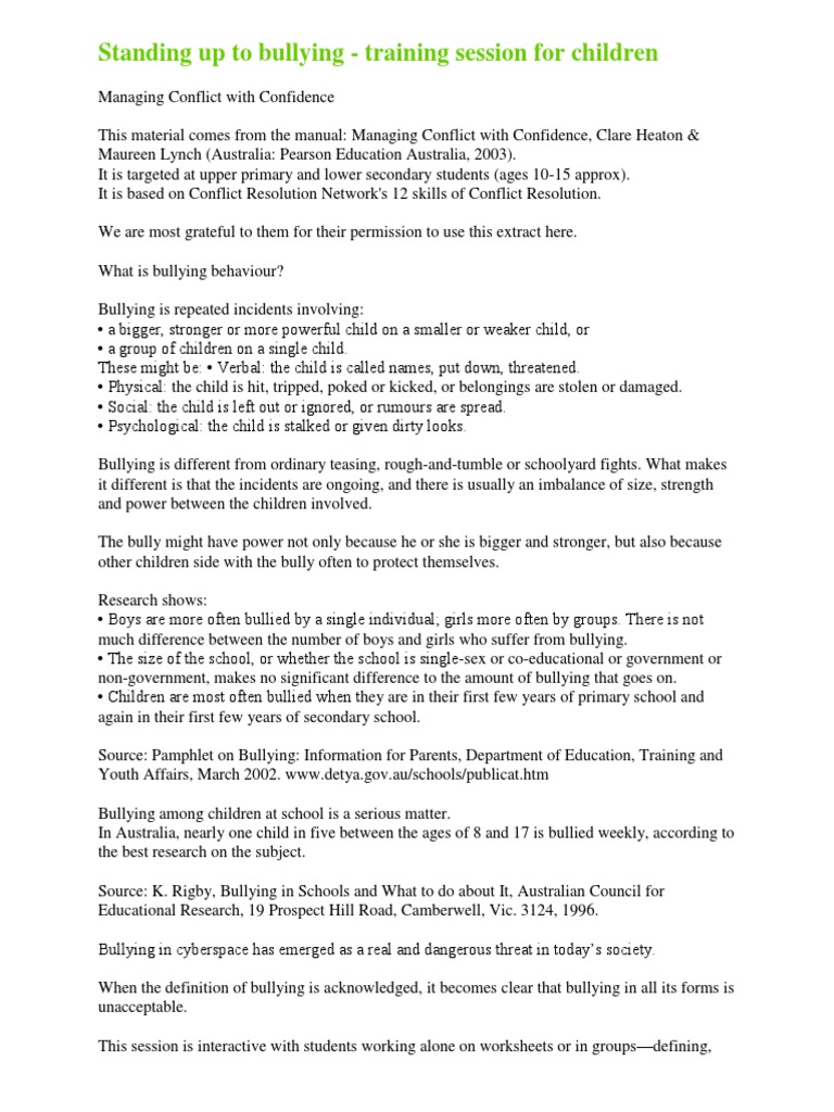 Standing Up To Bullying | PDF | Bullying | Body Language