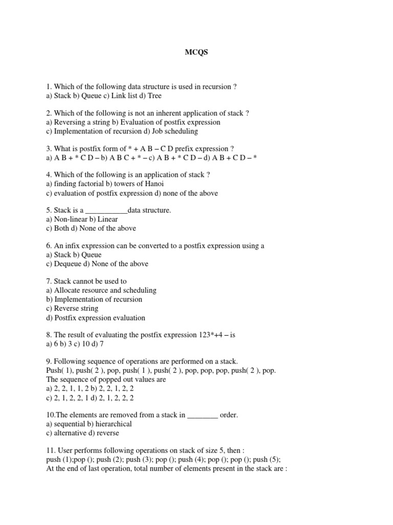 Question Bank - Data Structures | PDF | Queue (Abstract Data Type ...