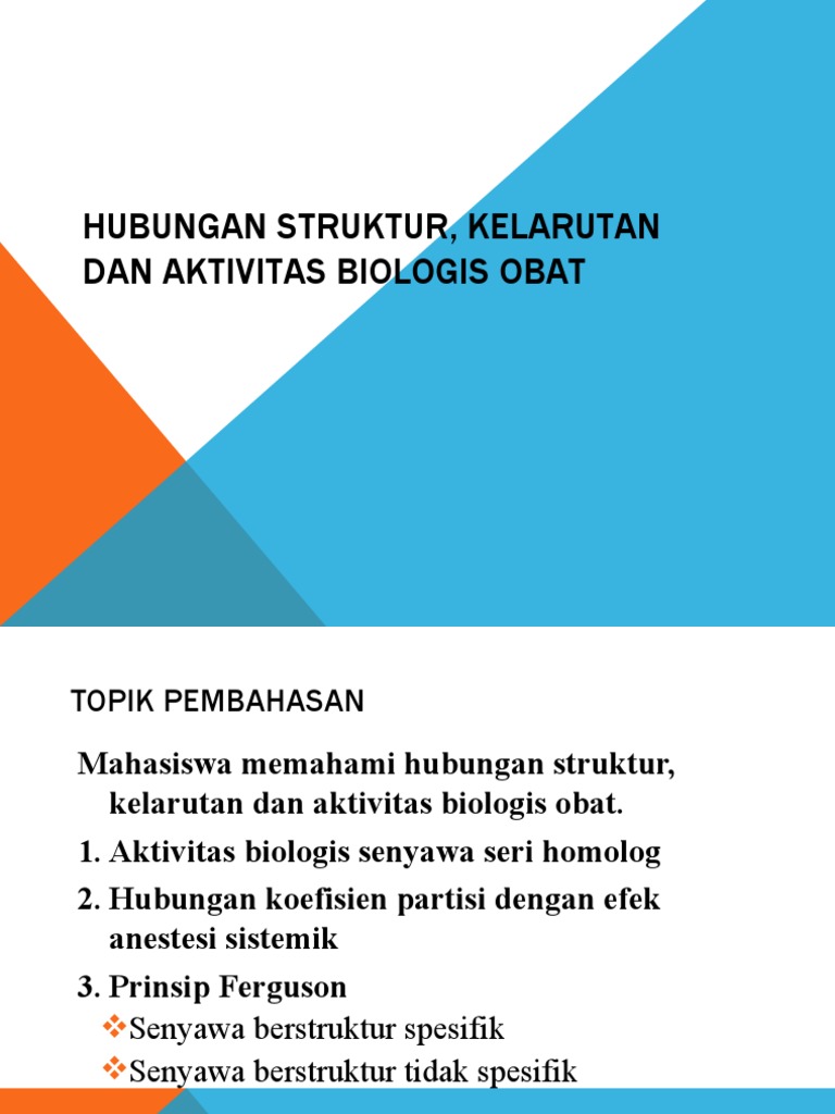 Hubungan Struktur, Kelarutan Dan Aktivitas Biologis Obat Ok | PDF