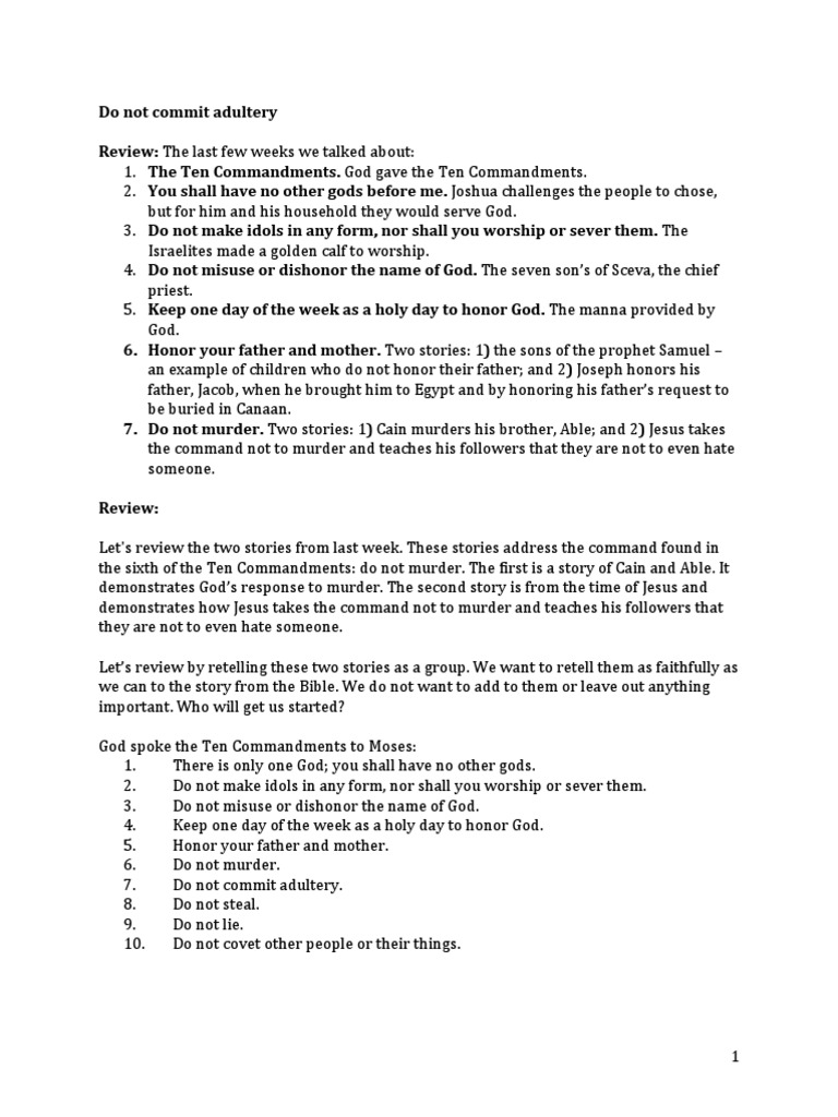 13 - Do Not Commit Adultry - BFG | PDF | David | Ten Commandments