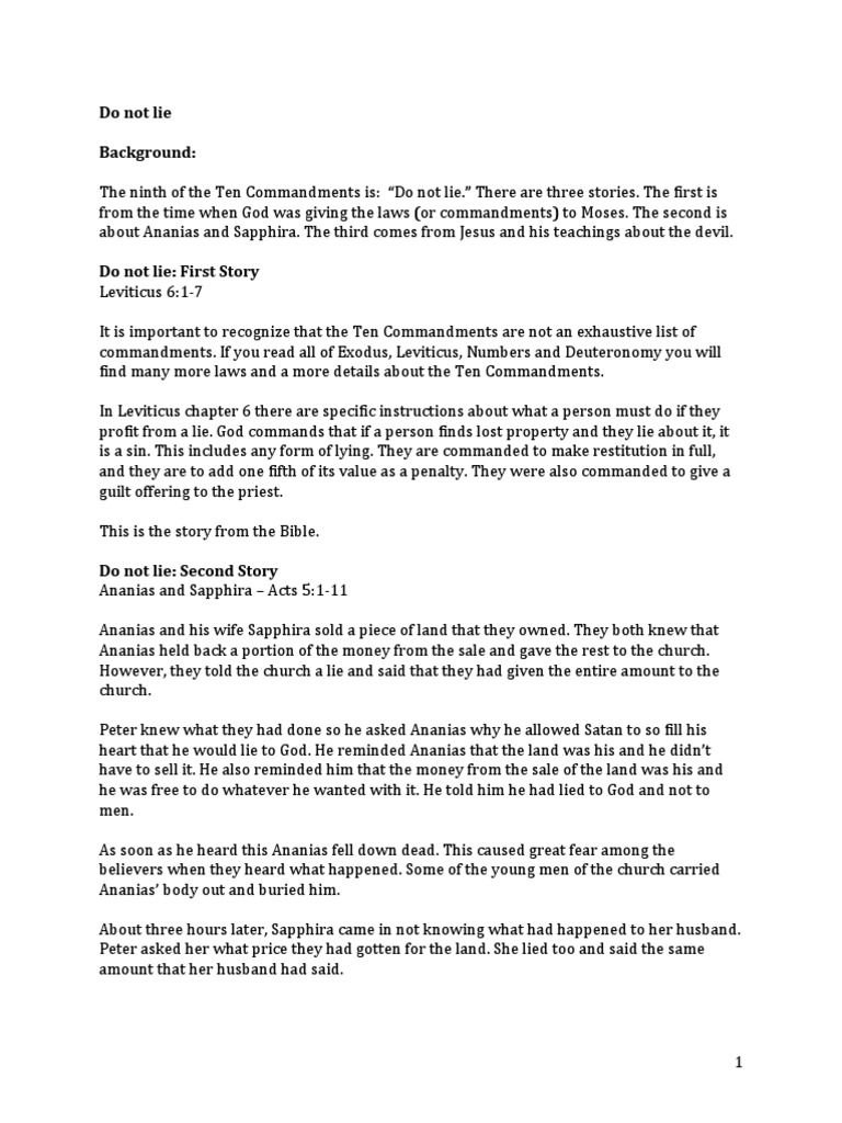 Ch15 - Do Not Lie | PDF | Ten Commandments | Old Testament Books