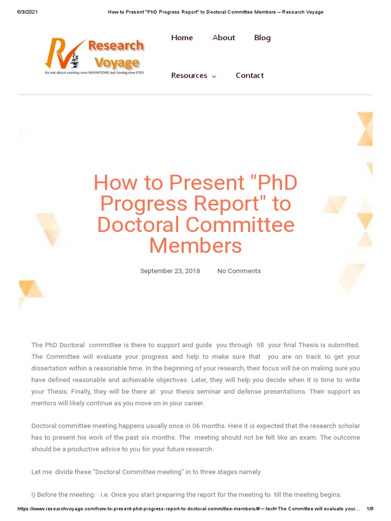 How To Present - PHD Progress Report - To Doctoral Committee Members ...