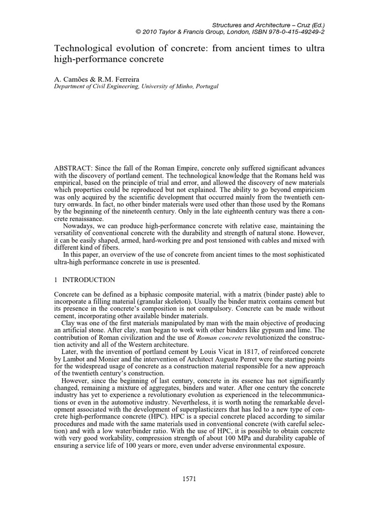 Technological Evolution of Concrete: From Ancient Times To Ultra High ...