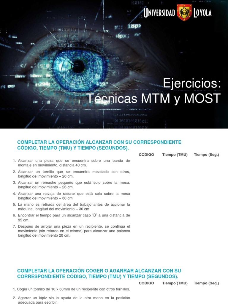 Ejercicios Tecnicas MTM y MOST | PDF | Bienes manufacturados