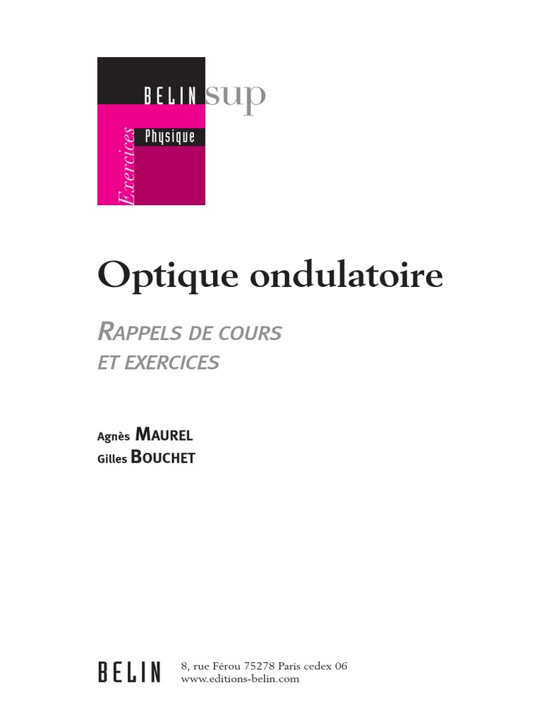 Optique Ondulatoire - Exercices | PDF | Lumière | Vagues