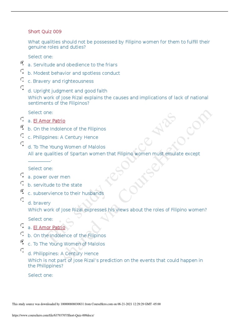 Short Quiz 009 | PDF