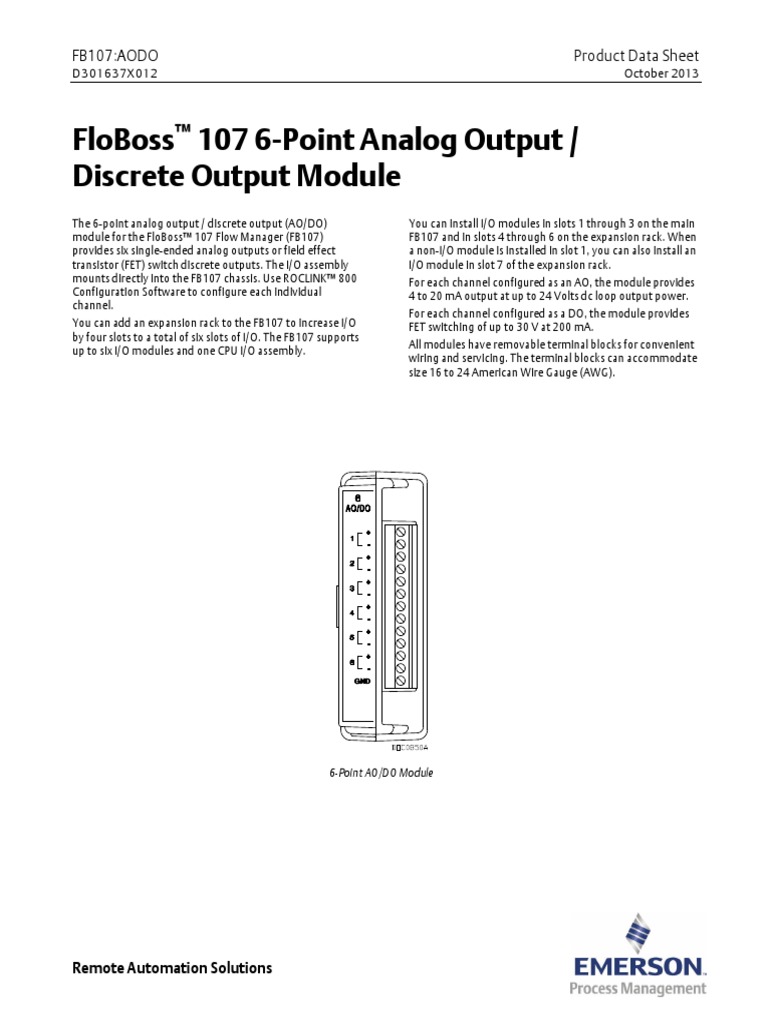 Floboss 107 6-Point Analog Output / Discrete Output Module: Fb107:Aodo ...