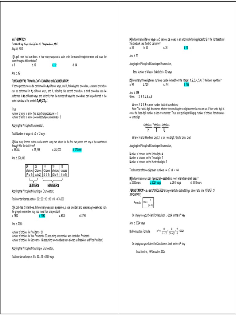Mathematics Problems and Solutions | PDF | Derivative | Probability