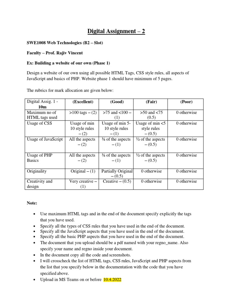 DA-2 Question and Rubrics | PDF | Computers