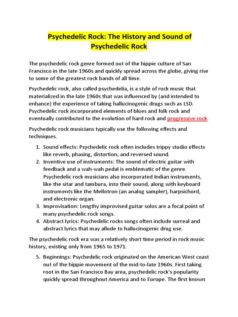 Psychedelic Rock: The History and Sound of Psychedelic Rock | PDF ...