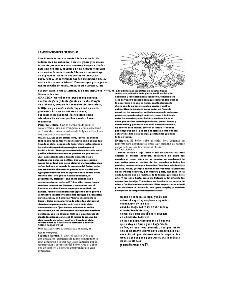 La Ascension Del Señor Pdf Ascension De Jesus Jesús