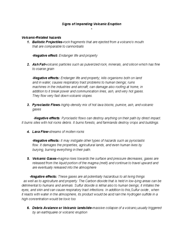 Signs of Impending Volcanic Eruption | PDF | Volcano | Types Of Volcanic Eruptions
