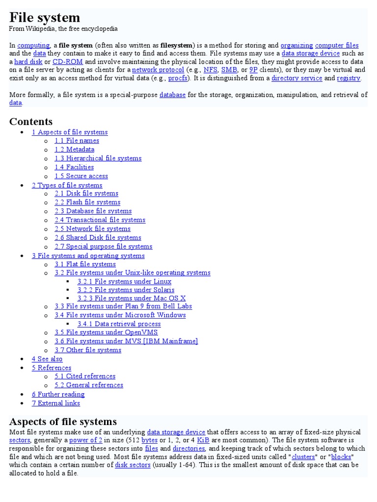 From Wikipedia, The Free Encyclopedia | PDF | File System | Computer File