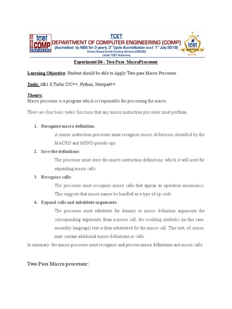 SPCC Exp 4 | PDF | Macro (Computer Science) | Assembly Language